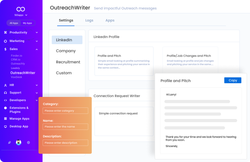 Opening Line Writer | OutreachWriter by 500apps